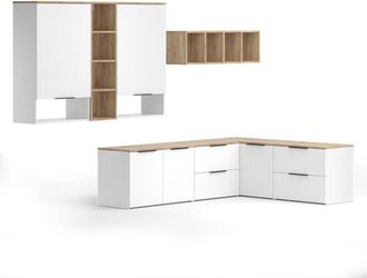 Vicco Meuble-paroi Wido, Blanc/Sonoma, 9 pi&egrave;ces