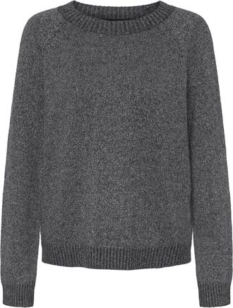 Vero Moda Damen Vmdoffyshine Ls O-Neck Blouse Rep Noos Strickpullover, Asphalt/Detail:W. Silver Lurex, Large