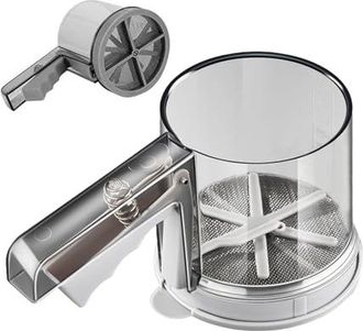 Generico Tamis &agrave; farine - Tamis de cuisson &agrave; mailles fines en acier inoxydable | Double couche semi-automatique pour g&acirc;teaux, sucre, restaurant, maison, ustens