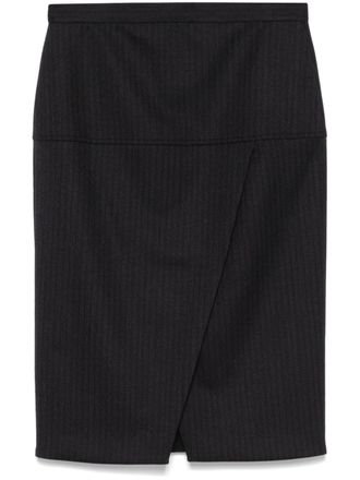 Fendi jupe mi-longue &agrave; fines rayures - Noir