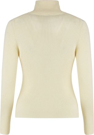 Celine Womens High-Neck Wool Top White Knitwear Sweater