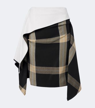 Loewe Jupe midi asym&eacute;trique &agrave; carreaux