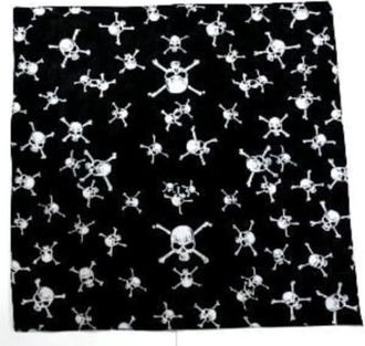 Generic Foulard bandana noir et blanc imprim&eacute; t&ecirc;te de mort et os crois&eacute;s 53x53cm 100% coton