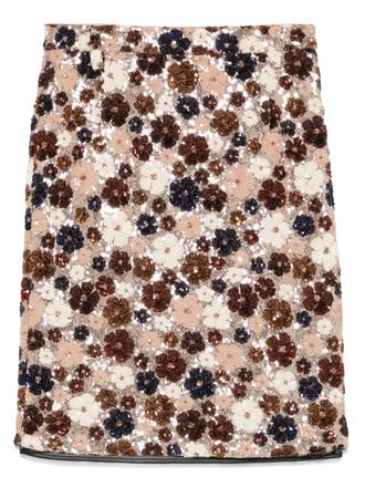 N&deg;21 jupe &agrave; ornements de sequins - Marron