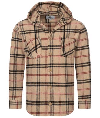 Rock Creek Herren Hemd Kariert Kapuzenhemd Karohemd Herrenhemd Flanell Hemden Holzf&auml;llerhemd &Uuml;bergangsjacke Langarm Kariert Winter H-334 Beige XL