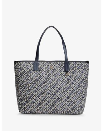 Tommy Hilfiger Cabas en jacquard &agrave; monogramme TH - Bleu fonc&eacute;