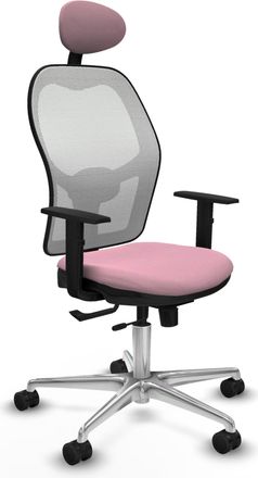 Piqueras y Crespo Schreibtischstuhl in Rosa und Wei&szlig;, mit 1D-Armlehnen, h&ouml;henverstellbarer Lendenwirbelst&uuml;tze und festem Kopfteil, ausgestattet mit Syncro/Traslack und 