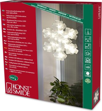 Konstsmide LED Kunststoffschneeflocke, mit Sterneffekt, 16 warm wei&szlig;e Dioden, 24V Innentrafo, transparentes Kabel - 2785-103