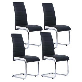 IDMarket Set Di 4 Sedie Da Pranzo Nere Con Fascia Bianca Per La Sala Da Pranzo Mia