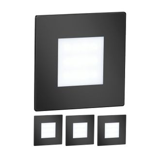 LEDs Com 4 Stück LED Treppenlicht/Wandeinbauleuchte FEX für innen und außen, eckig, schwarz, 85 x 85mm, kaltweiß