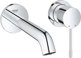 GROHE Essence 2-Loch-Waschtisch-Wandbatterie Ausladung 183mm, Chrom, Professional Edition, Fertigmontageset - Grohe