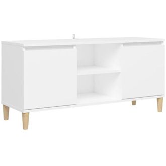 vidaXL vidaXL TV-Schrank mit Massivholz-Beinen Wei&szlig; 103,5x30x50 cm