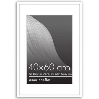 Americanflat Bilderrahmen 40x60 cm Wei&szlig; - Bilderrahmen 30x45 cm mit Passepartout - aus Kunststoff mit poliertem Plexi-Scheibe