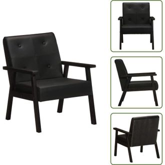 vidaXL The Living Store Sessel Schwarz Echtleder - Echtleder