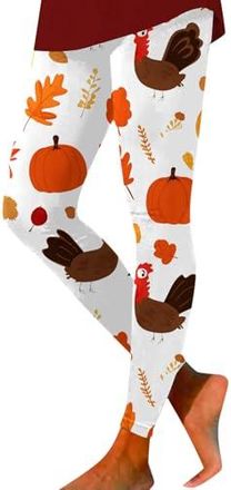 Generic Legging de sport 2026 pour femme - Imprim&eacute; citrouille - Taille haute - Confortable - Pour le sport, blanc, L