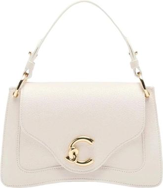 Coccinelle Femme, Sacs, Blanc, Taille: ONE Size Sac &agrave; main en cuir blanc avec bandouli&egrave;re amovible