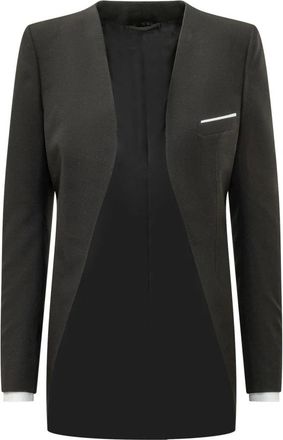 Tom Ford Femme, Vestes, Noir, Taille: 38 FR Veste Col sans Col en Laine et Soie