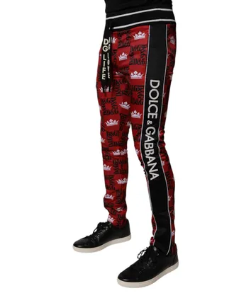 Dolce & Gabbana Logo-Monogram Print Joggers - Red