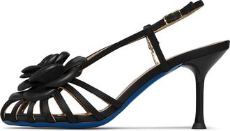 Loriblu Femme, Chaussures, Noir, Taille: 40 EU Sandale en satin orn&eacute;e de fleurs