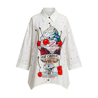 Alessandro Enriquez Femme, Blouses et Chemises, Multicolore, Taille: 38 FR Camicia Over Stampa Ice Cream