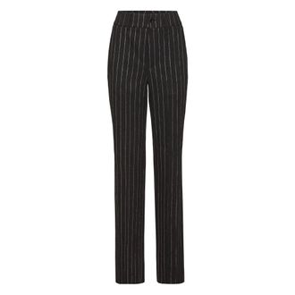Philipp Plein Femme, Pantalons, Gris, Taille: 44 FR Pinstriped Straight Pantalons