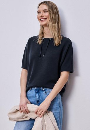 Street One Sweatshirt Halbarm Silk-Look Shirt mit Kordelzug