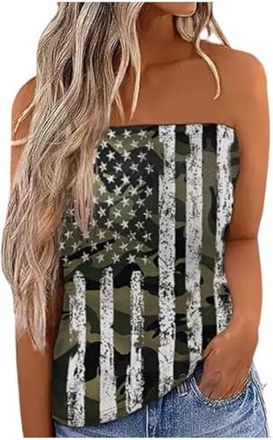 Generic Haut tube long pour femme - Sans bretelles - Coupe ample - Haut bandeau tendance - Bustier &eacute;lastique &agrave; &eacute;paules d&eacute;nud&eacute;es - Rayures mignonnes - Dos nu -