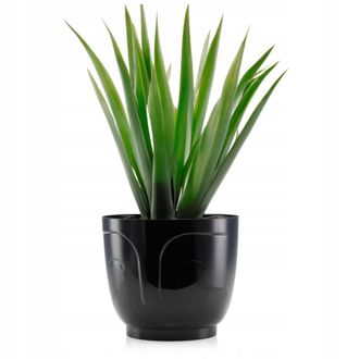 HowHomely Schwarz Blumentopf aus Kunststoff Hoch 14 cm mit einem Durchmesser von 17 cm - Übertopf Mit Lächeln-Gesicht für Deko Wohnzimmer