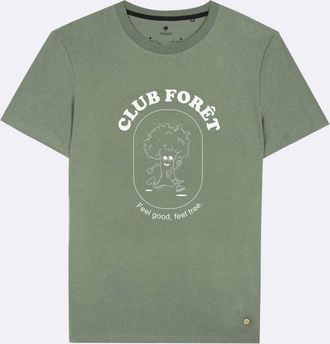 Faguo T-Shirt col rond en coton recycl&eacute; vert Club for&ecirc;t