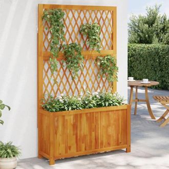 vidaXL Vidaxl - Jardinière avec treillis 100x32x165 cm bois massif dacacia