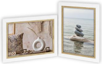 Matches 21 Bilderrahmen 2X 13 x 18 cm Wei&szlig;, Holzrahmen mit Glas - Fotorahmen f&uuml;r Zwei Fotos im Hoch- & Querformat