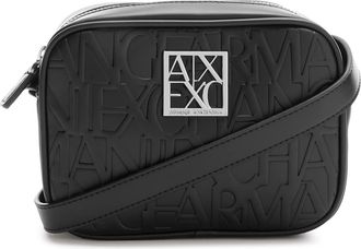 A|X Armani Exchange Womens Essential, Liz, ovrall Lettering, Metal Square Logo Camera case, Black