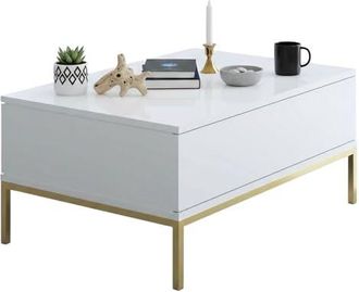 Dmora Couchtisch Antares 90x60x40 cm Wei&szlig; EIN Fach
