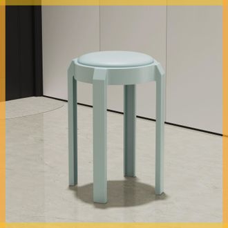 Generic Stapelbare runde Kunststoffhocker - 45 cm hohe, r&uuml;ckenlehnenlose Barhocker mit gepolsterten Sitzen, tragbare, stapelbare St&uuml;hle f&uuml;r Zuhause, Schule, K