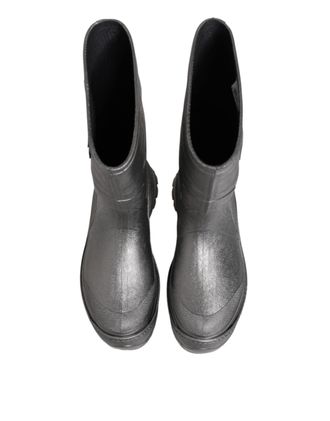 Dolce & Gabbana Mens Metallic Silver Pull On Rain Boots Shoes Rubber