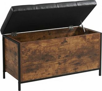 Relaxdays Relaxdays Sitzbank, Stauraum, gepolstert, Kunstleder, Industrial, HBT: 50x80x40 cm, Sitztruhe Flur, dunkelbraun/schwarz