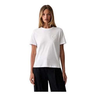 Twinset T-shirt &agrave; coeur appliqu&eacute; - Femme - Tops - Blanc - Taille: 44 FR