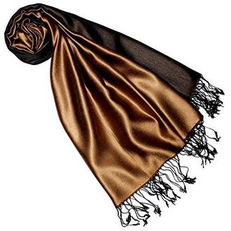 Lorenzo Cana Foulard de 70% soie et 30% viscose pour la femme - écharpe réversible 70 x 190 cm - une étole noble pour le printemps et l´été - double face en marron