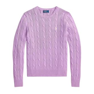 Polo Ralph Lauren Femme, Pulls, Violet, Taille: 42 FR Pull en maille torsad&eacute;e &agrave; col rond