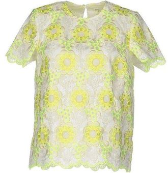 Manoush white & yellow floral lace top Size XS