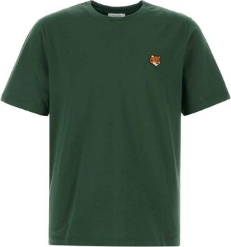 Maison Kitsun&eacute; Homme, Tops, Vert, Taille: M Fox Head Regular Tee-Shirt