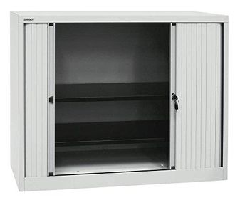 Bisley Rollladenschrank EuroTambour, 2 Fachb&ouml;den, 2,5 OH, Metall, Lg645 Rollladen/Korpus Lichtgrau, 43 x 120 x 103 cm