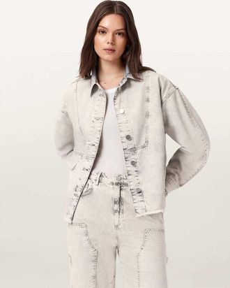 AllSaints Hettie XTL - Hemdjacke in Schneegrau