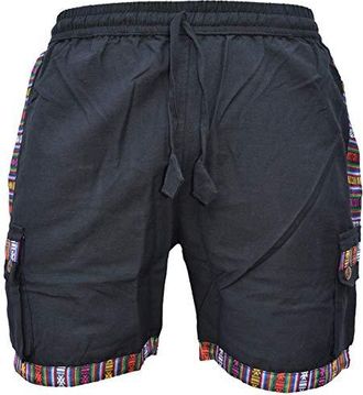 Gheri Short népalais pour homme avec bords en coton - Noir - Large