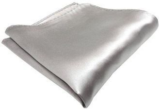 TigerTie Designer satin pochette en soie argent unicolor - tissu 100% reiner soie