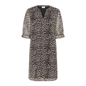 Cream Kurzes Kleid mit Tiermuster - - Dresses - Damen - Braun - XS