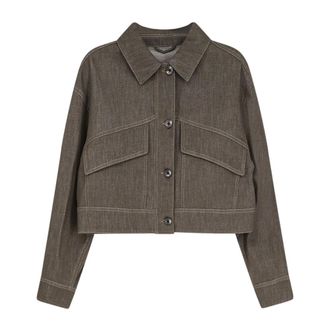 Brunello Cucinelli Femme, Vestes, Vert, Taille: 36 FR Veste boutonn&eacute;e avec d&eacute;tail Monili