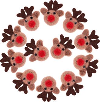 Hemobllo 12 St&uuml;ck Selbstgemacht Elchkopf Dekoration Aus Filz Cartoon Weihnachtsornamente F&uuml;r Basteln Haarschmuck Broschen Und Baumschmuck