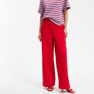 La Redoute Collections Pantalon Large Taille Haute En Twill De Coton