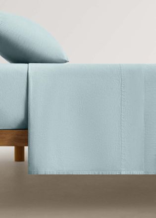 Mango Drap plat berceau en coton lav&eacute; double surpiq&ucirc;re vert d&acute;eau - Home - 100x150cm - MANGO HOME